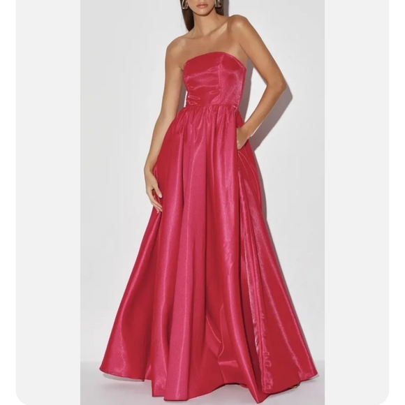 Lulus | Dresses | Lulus Revel In The Magic Berry Red Strapless Maxi ...